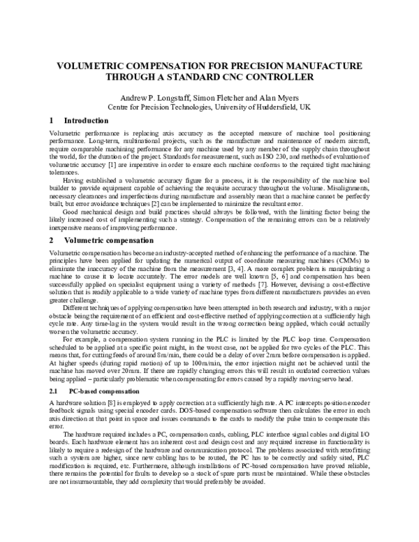 (PDF) Volumetric compensation for precision manufacture through a ...