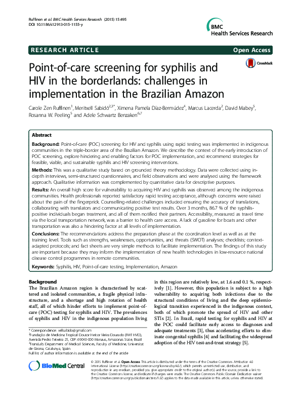 (PDF) Point-of-care screening for syphilis and HIV in the borderlands ...