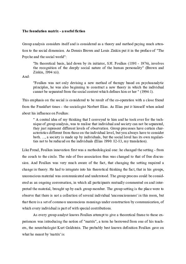 (PDF) The Foundation Matrix - A Useful Fiction