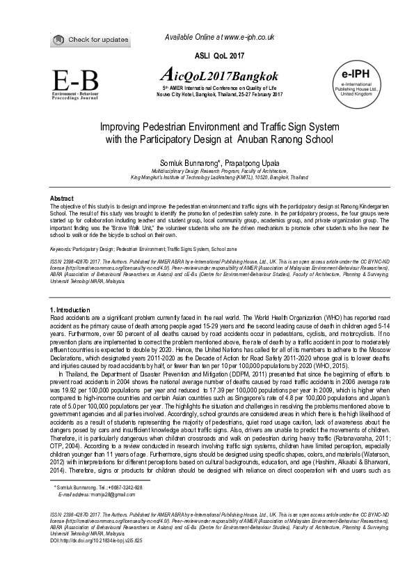 (PDF) Improving Pedestrian Environment and Traffic Sign System with the ...