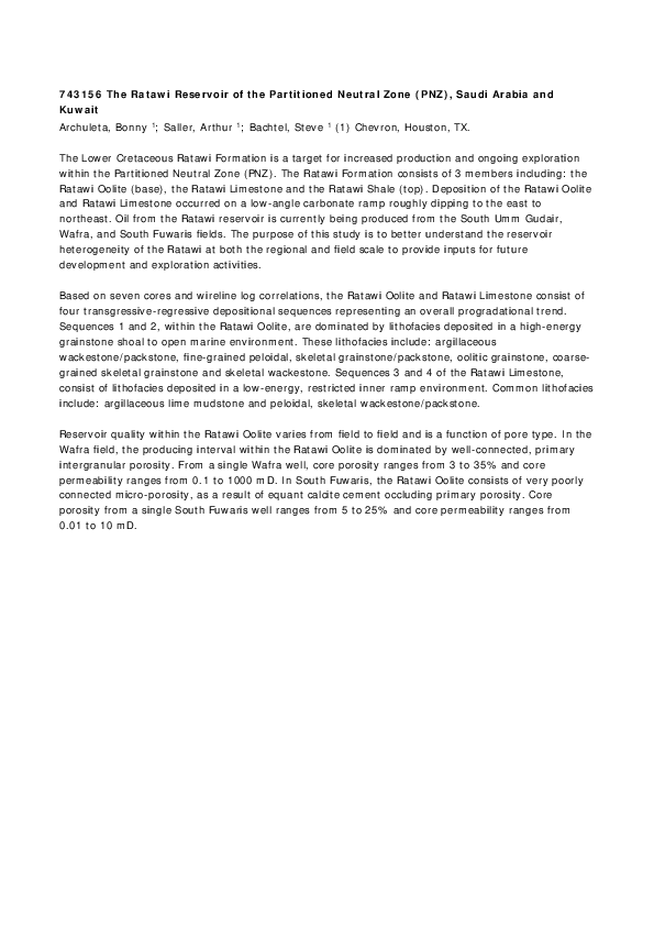 (PDF) The Ratawi Reservoir of the Partitioned Neutral Zone (PNZ), Saudi ...