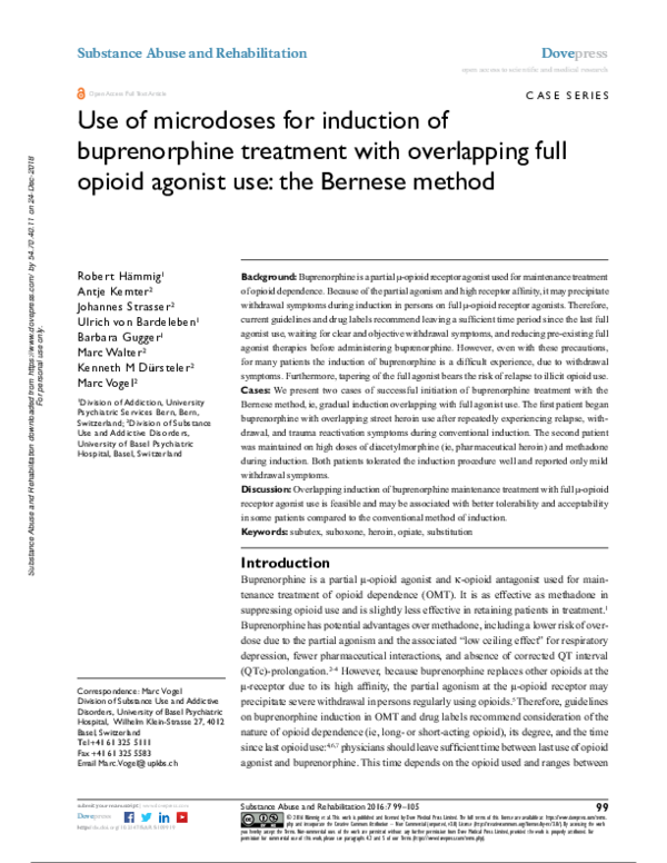 (PDF) Use of microdoses for induction of buprenorphine treatment with ...