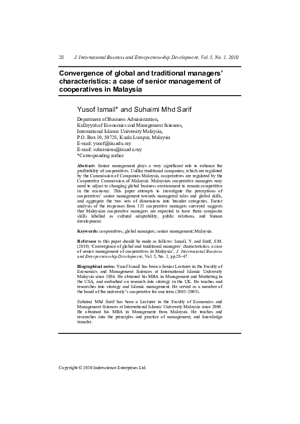 (PDF) Convergence of global and traditional managers' characteristics ...