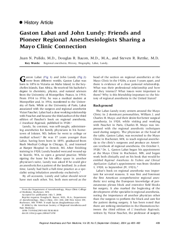 (PDF) Gaston Labat and John Lundy: Friends and pioneer regional ...