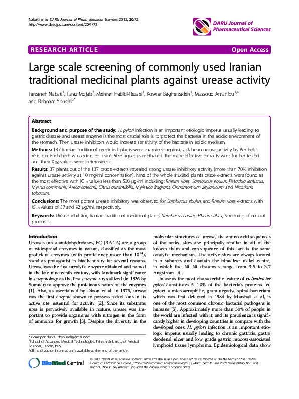 (PDF) Large scale screening of commonly used Iranian traditional ...