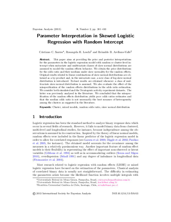 (PDF) Parameter Interpretation in Skewed Logistic Regression | Cristiano Santos - Academia.edu