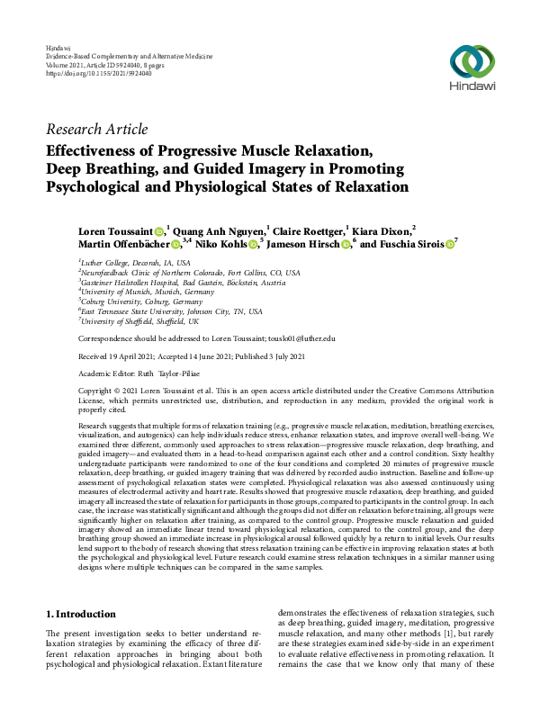 (PDF) Effectiveness of Progressive Muscle Relaxation, Deep Breathing ...