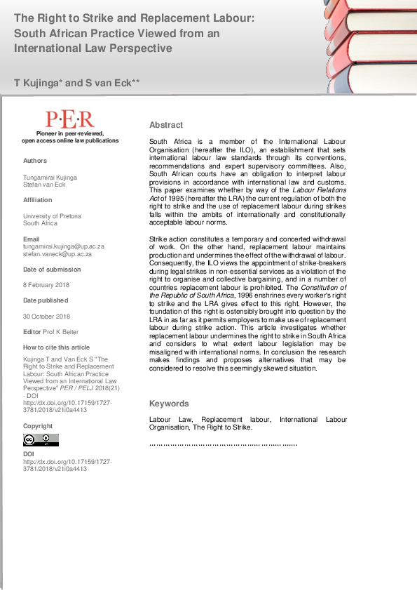 (PDF) The Right to Strike and Replacement Labour: South African ...