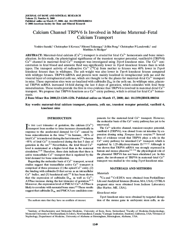 (PDF) Calcium Channel TRPV6 Is Involved in Murine Maternal-Fetal ...