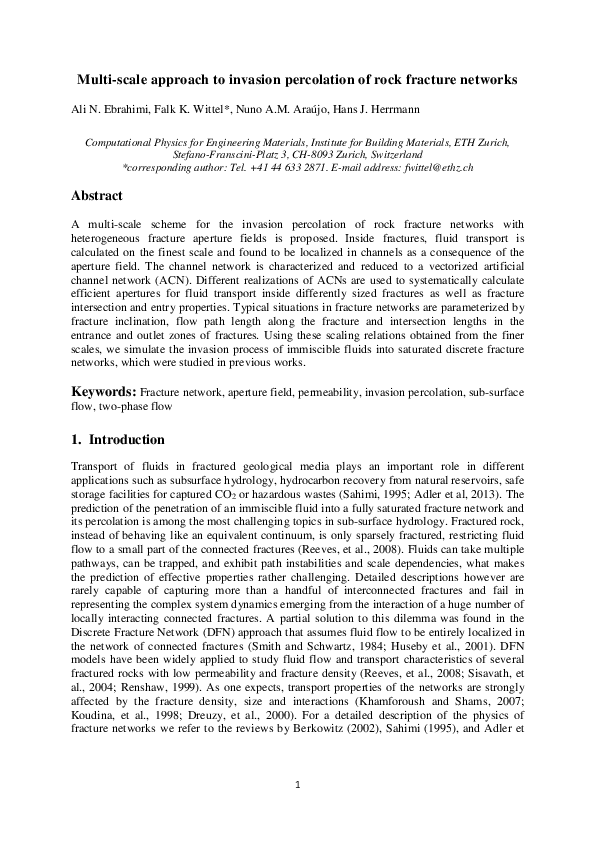 Pdf Multi Scale Approach To Invasion Percolation Of Rock Fracture Networks