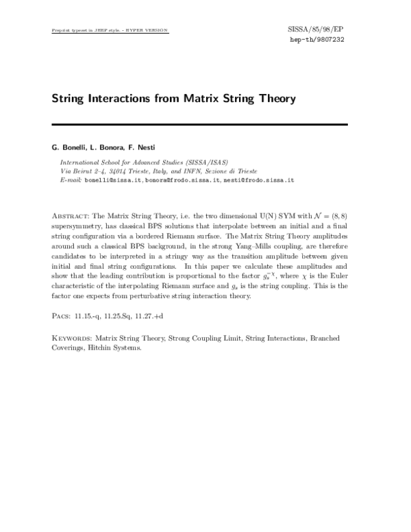 Pdf String Interactions From Matrix String Theory