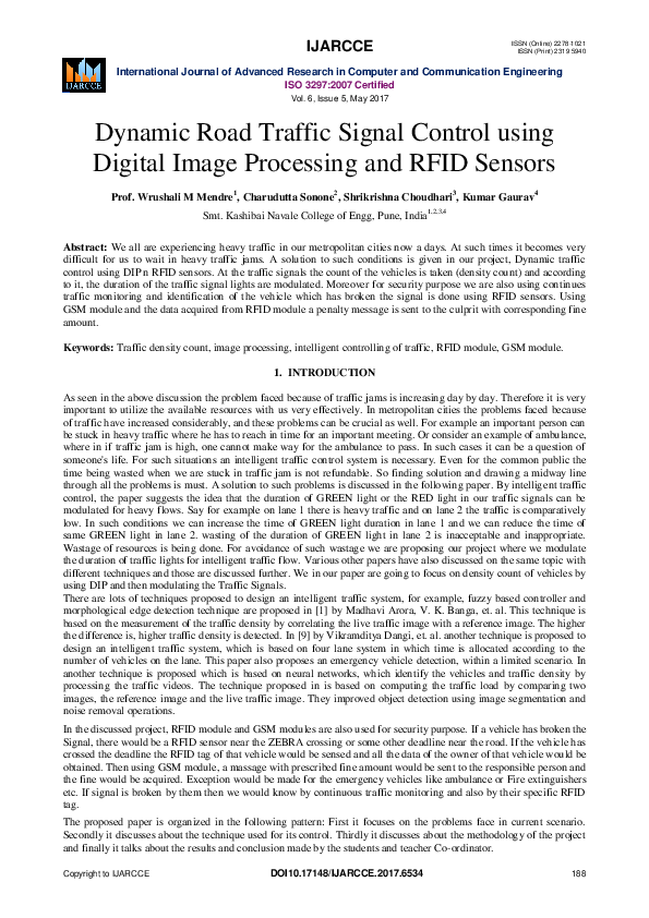 (PDF) Dynamic Road Traffic Signal Control using Digital Image ...