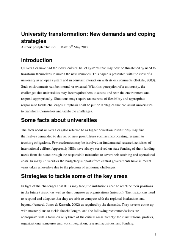(PDF) University Transformation: New Demands and Coping Strategies