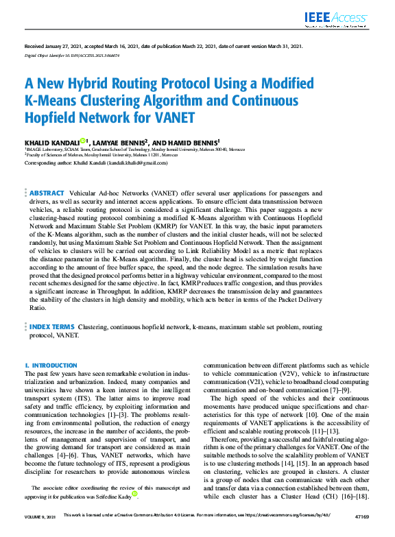 (PDF) A New Hybrid Routing Protocol Using a Modified K-Means Clustering ...