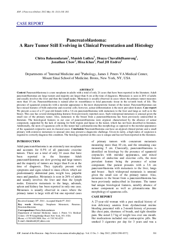 (PDF) Pancreatoblastoma: a rare tumor still evolving in clinical ...