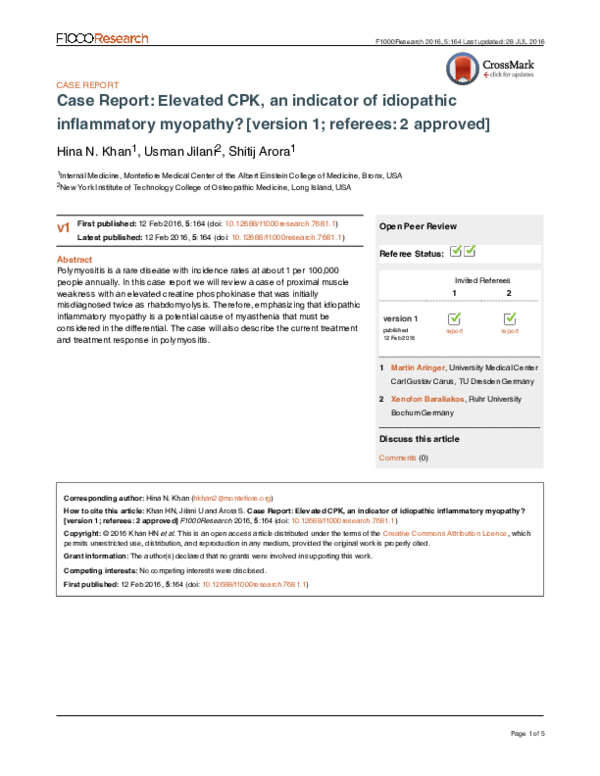 (PDF) Case Report: Elevated CPK, an indicator of idiopathic ...