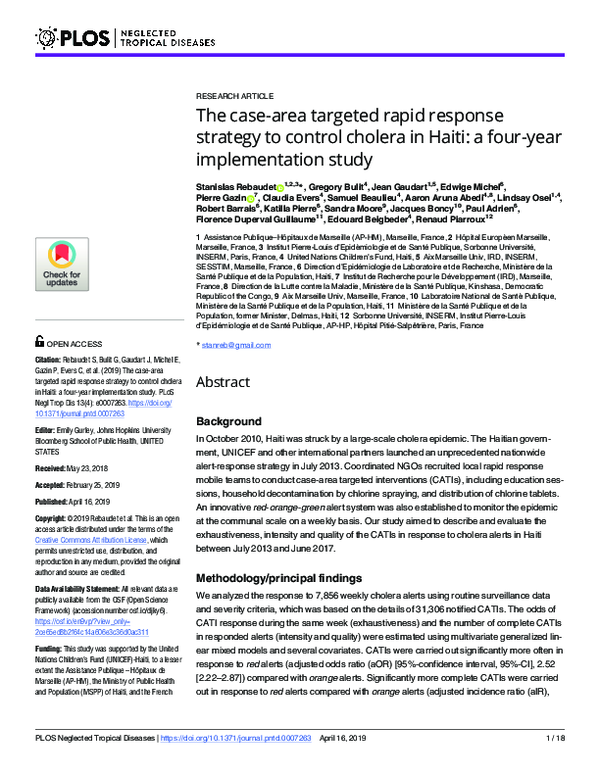 (PDF) The case-area targeted rapid response strategy to control cholera ...