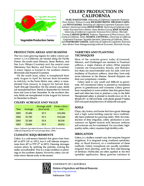 (PDF) Celery Production in California