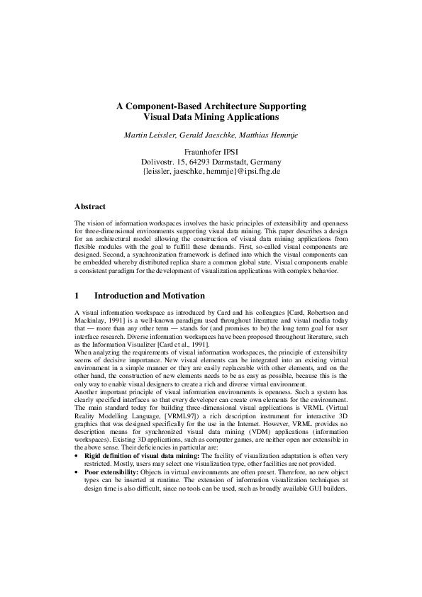 (PDF) A Component-Based Architecture Supporting Visual Data Mining Applications