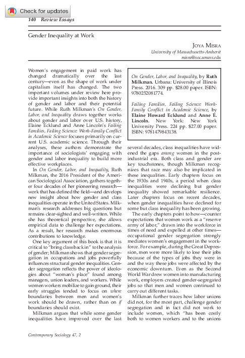 (PDF) Gender Inequality at Work
