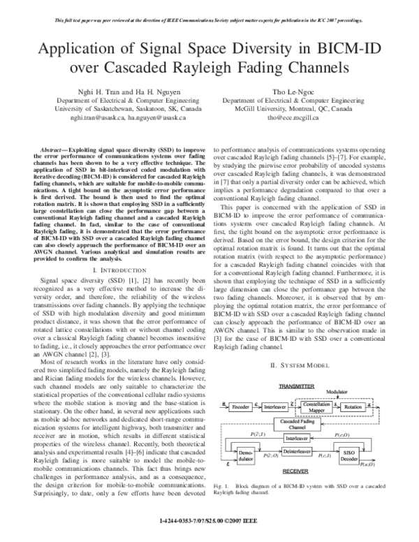(PDF) Application of Signal Space Diversity in BICM-ID over Cascaded ...