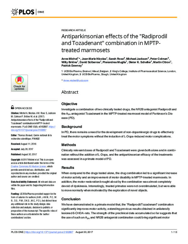 (PDF) Antiparkinsonian effects of the "Radiprodil and Tozadenant ...