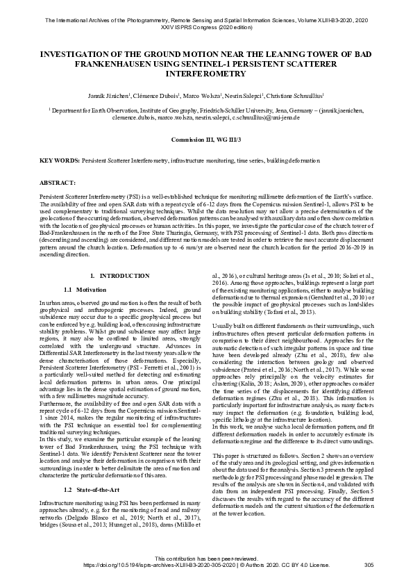 (PDF) Investigation of the Ground Motion Near the Leaning Tower of Bad Frankenhausen Using ...