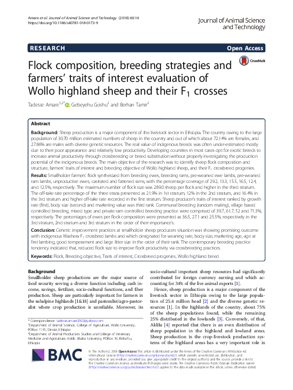 (PDF) Flock composition, breeding strategies and farmers’ traits of ...