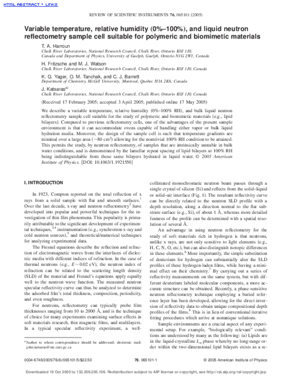 (PDF) Variable temperature, relative humidity (0%–100%), and liquid ...