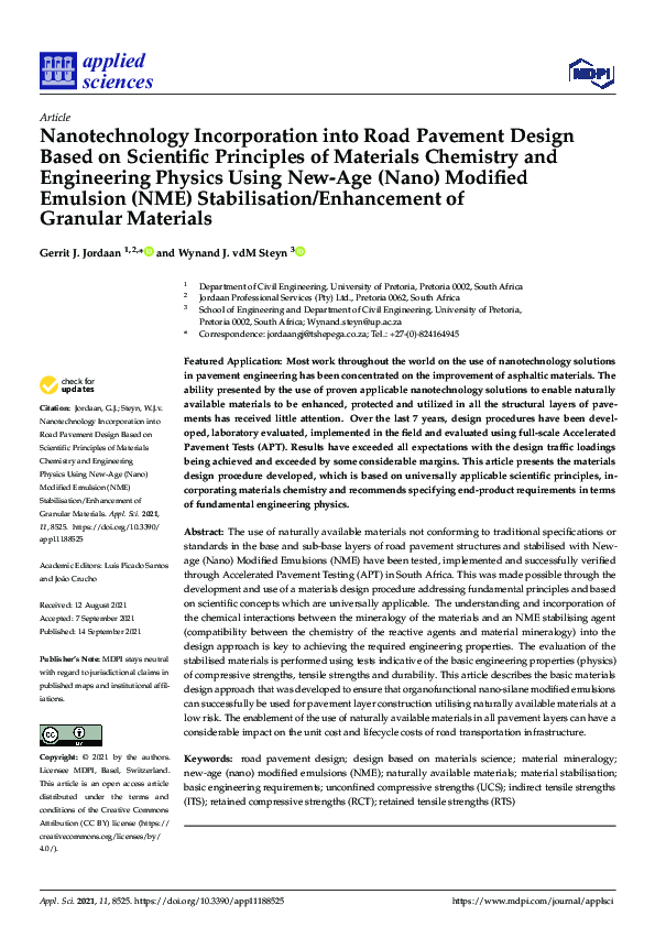 (PDF) Nanotechnology Incorporation into Road Pavement Design Based on ...