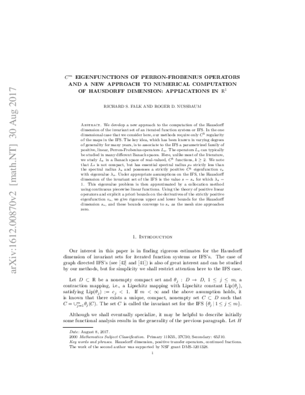 (PDF) C^m Eigenfunctions and Hausdorff Dimension in IFS