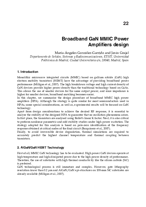 (PDF) Broadband GaN MMIC Power Amplifiers design
