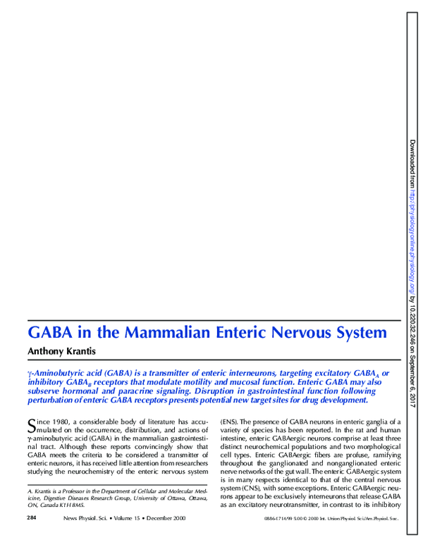 (PDF) GABA in the Mammalian Enteric Nervous System