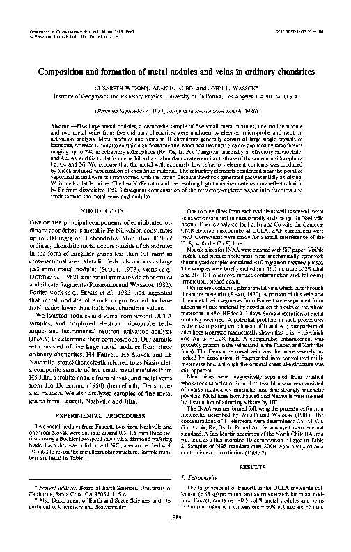 (PDF) Composition and formation of metal nodules and veins in ordinary ...