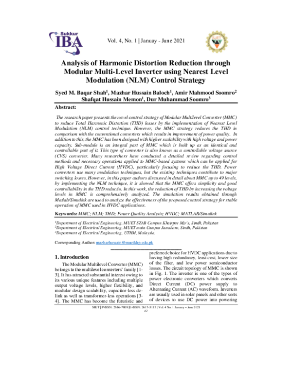 (PDF) Analysis of Harmonic Distortion Reduction through Modular Multi ...