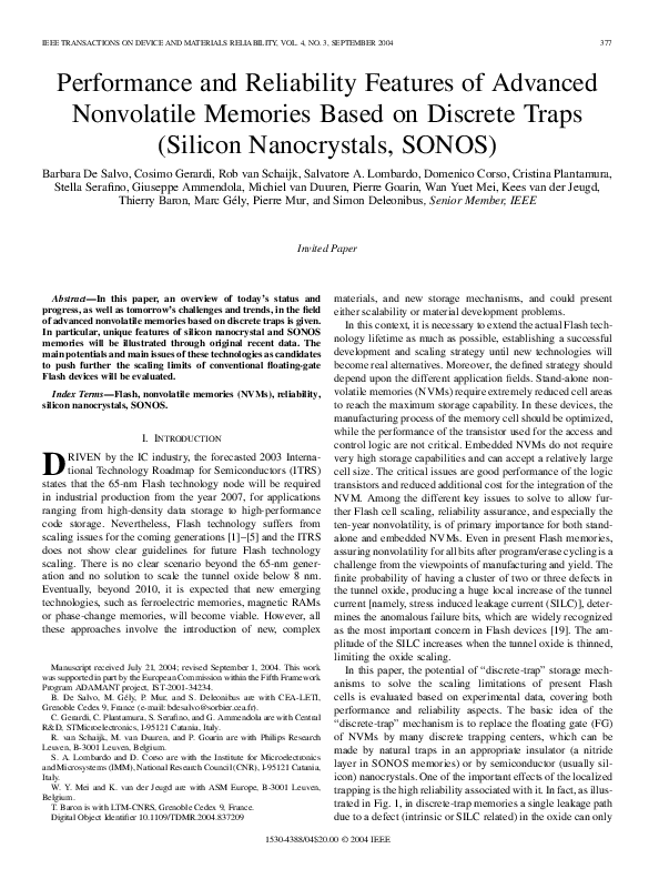 Pdf Performance And Reliability Features Of Advanced Nonvolatile