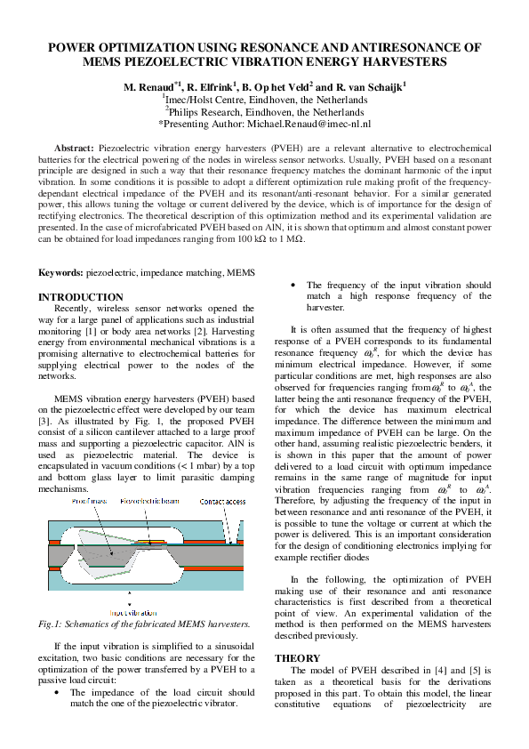 (PDF) Power Optimization Using Resonance and Antiresonance of Mems Piezoelectric Vibration ...