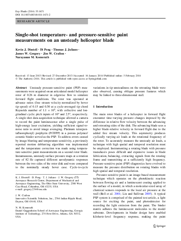 (PDF) Single-shot temperature- and pressure-sensitive paint ...