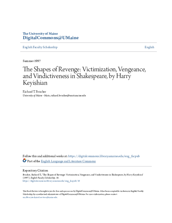 (PDF) The Shapes of Revenge: Victimization, Vengeance, and ...