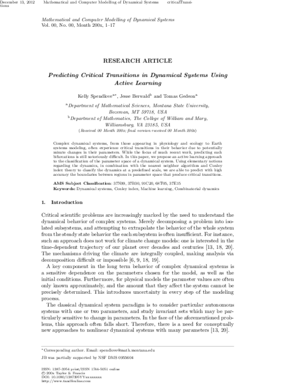 (PDF) Predicting high-codimension critical transitions in dynamical systems using active learning