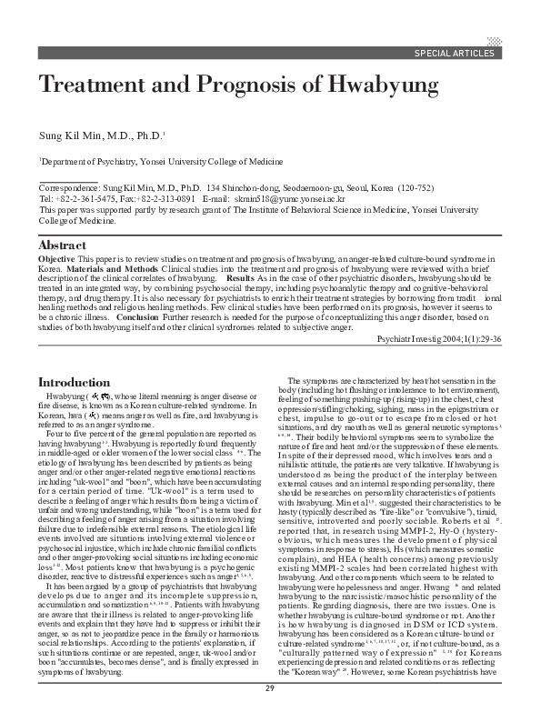 (PDF) Treatment and Prognosis of Hwabyung
