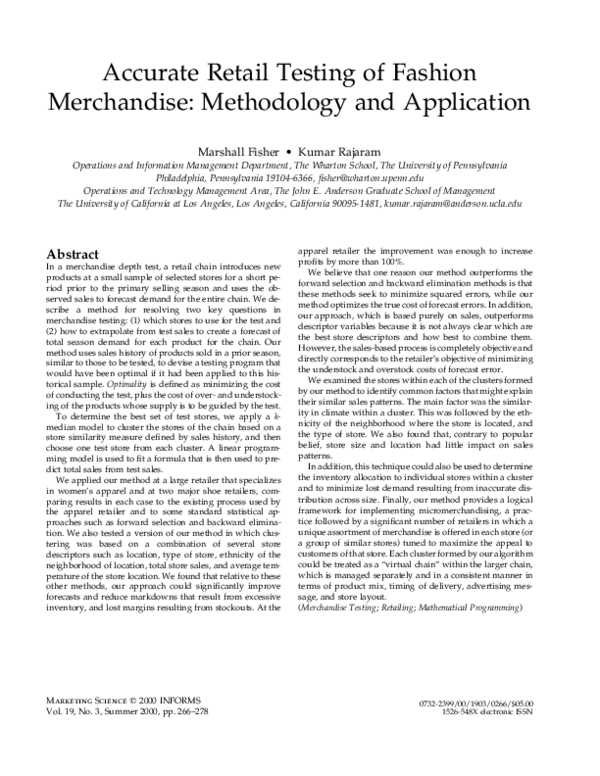 (PDF) Accurate Retail Testing of Fashion Merchandise: Methodology and ...
