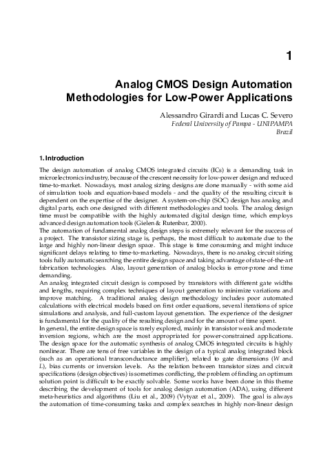Pdf Analog Cmos Design Automation Methodologies For Low Power