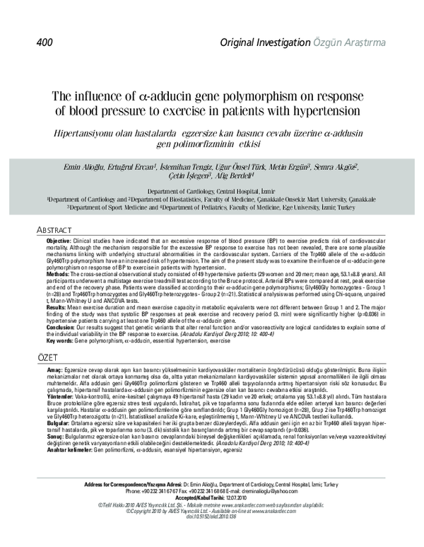(PDF) The influence of α-adducin gene polymorphism on response of blood ...