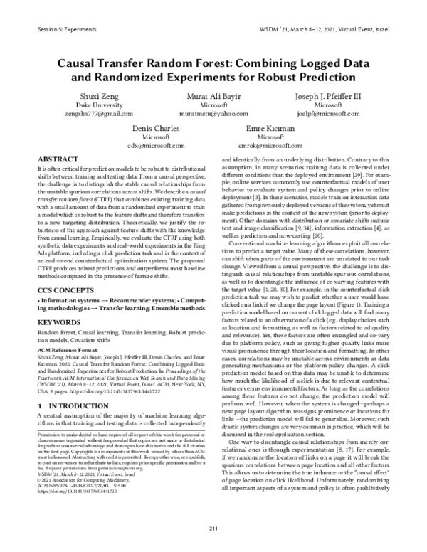 (PDF) Causal Transfer Random Forest: Combining Logged Data and Randomized Experiments for Robust ...