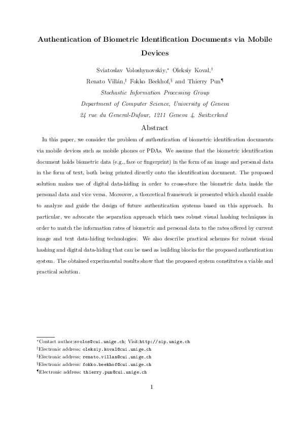 (PDF) Authentication of biometric identification documents via mobile ...