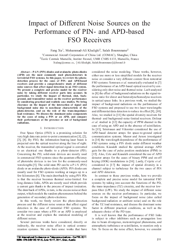 (PDF) Impact of different noise sources on the performance of PIN and ...