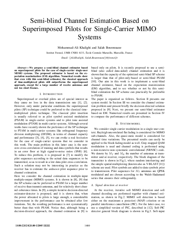 (PDF) Semi-blind Channel Estimation Based on Superimposed Pilots for ...