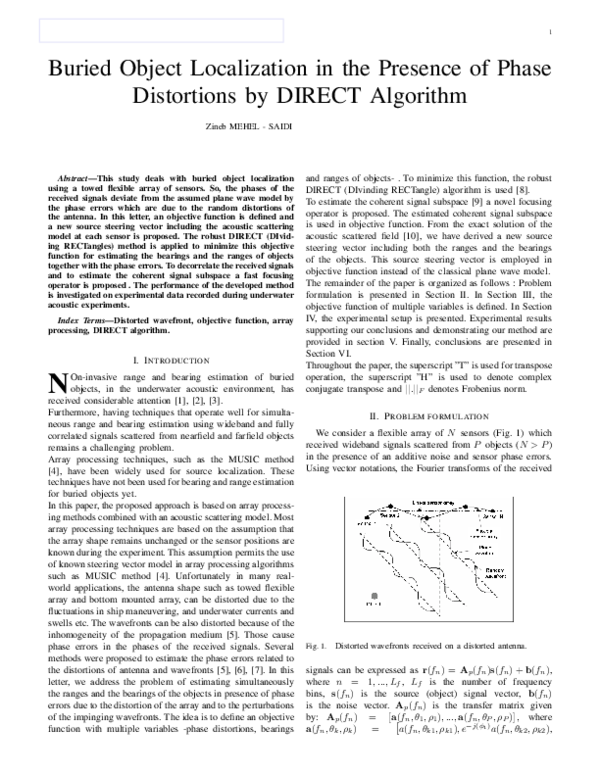Pdf Buried Object Localization In The Presence Of Phase Distortions By Direct Algorithm