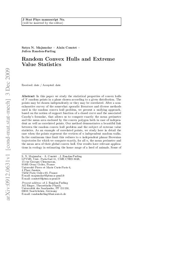 (PDF) Random Convex Hulls and Extreme Value Statistics